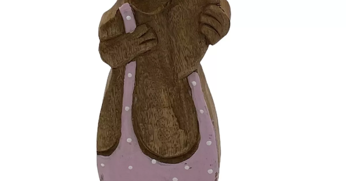 Holzaufsteller Hase m.Karotte, natur/rosa, 31x9x2,5cm